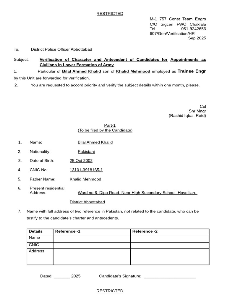 Police Verification for Civilian Appointments | PDF