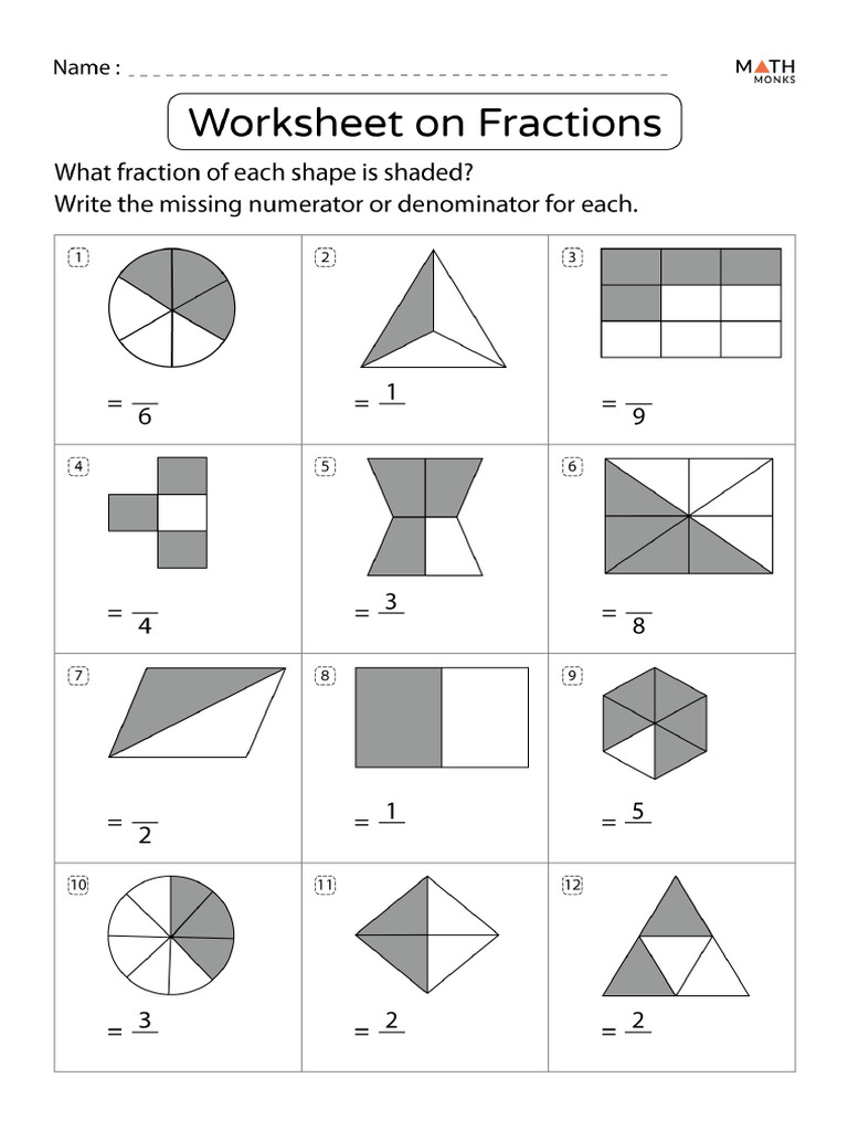 Beginning Fractions Worksheets | PDF