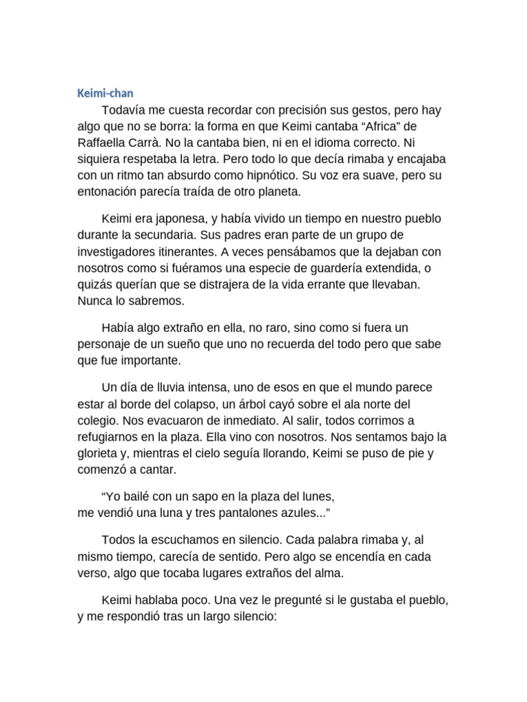 Recuerdos de Keimi: Canciones y sueños | PDF