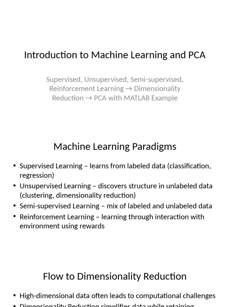 ML PCA Presentation | PDF
