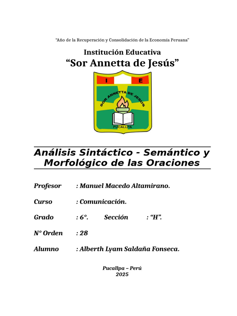 Análisis Morfológico y Sintáctico en Español | PDF | Predicado ...