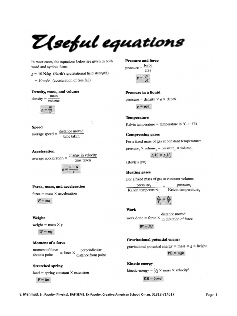 Useful Formula | PDF