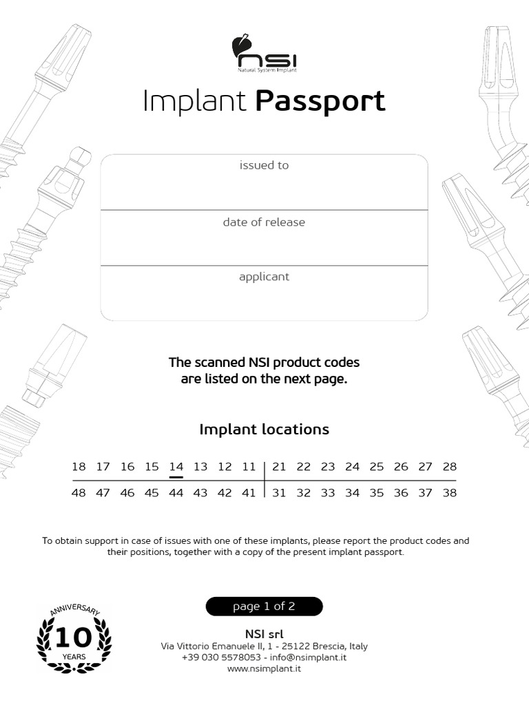 Nsi Implant Passport 1613115931258 33 200 | PDF