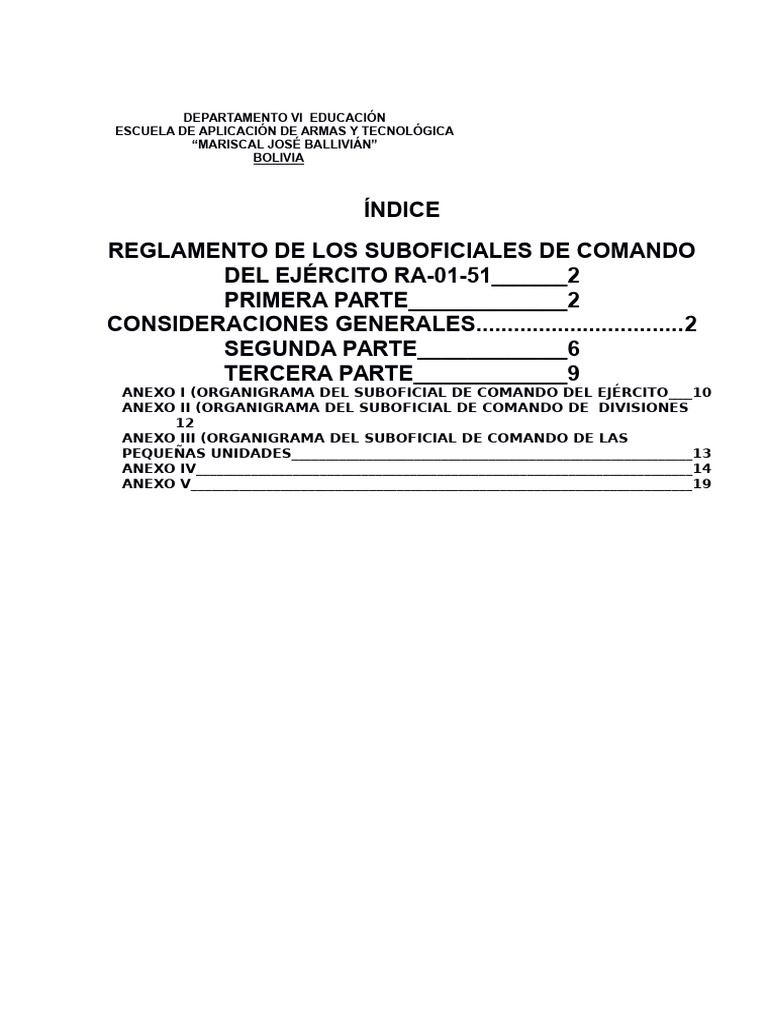 10 Rglto. Ra-01-51 Suboficial de Comando | PDF | Sargento | Oficial no comisionado