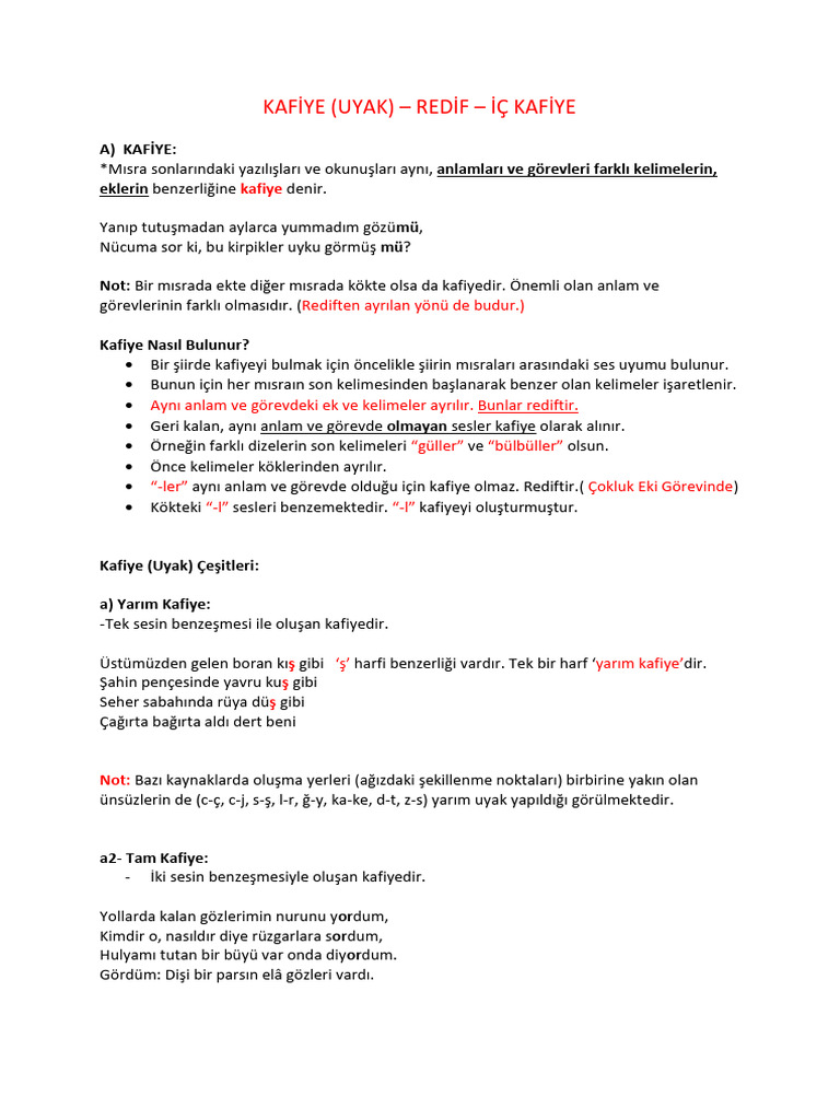 KAFIYE Uyak Bilgisi | PDF