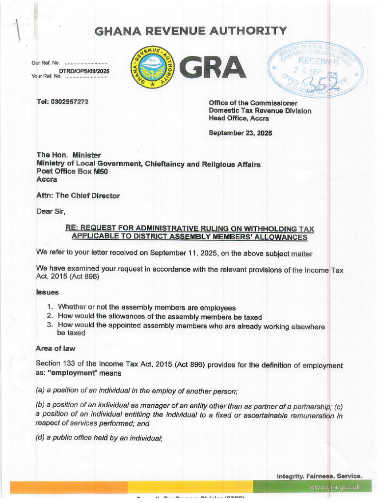 GRA Ruling On Assembly Members Allowances | PDF