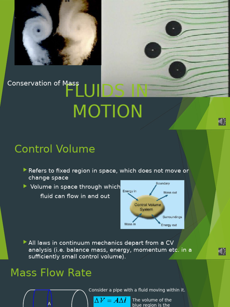 FLUIDS in MOTION - Conservation of Mass WK 6 | PDF