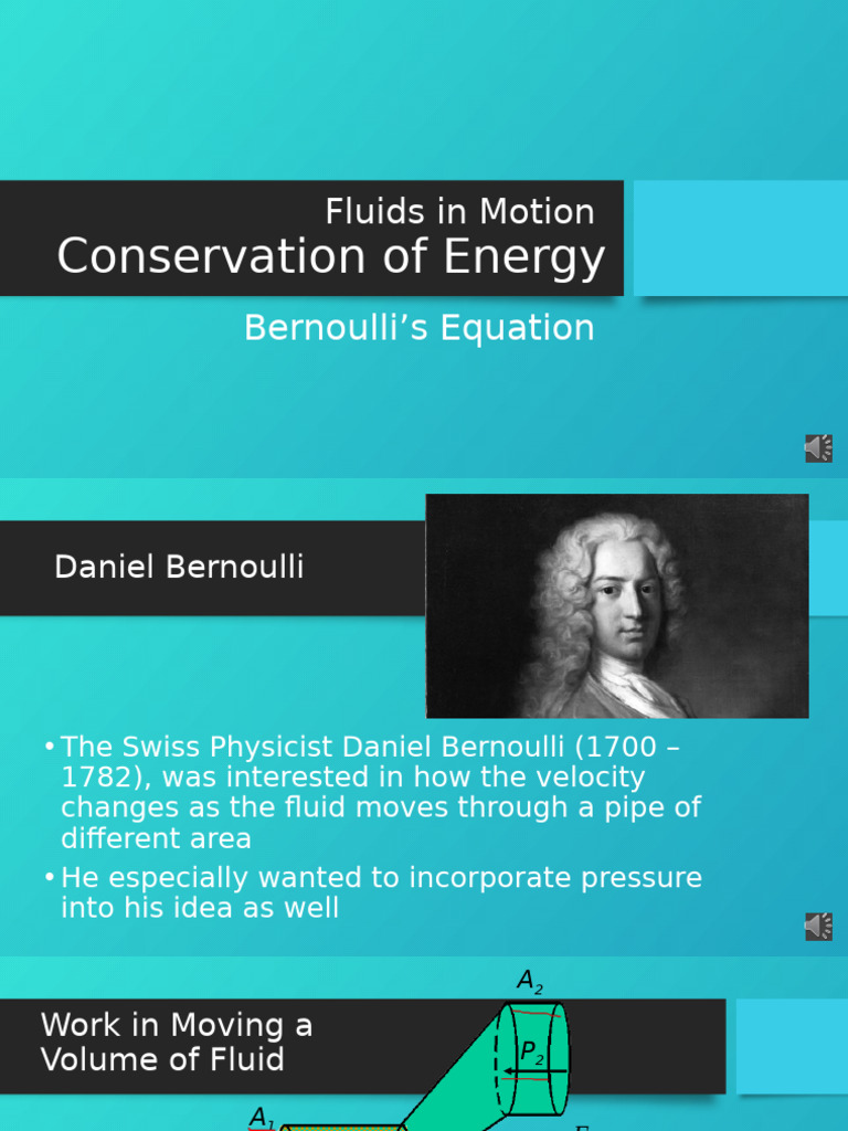 Fluids in Motion Bernoullis Equation | PDF | Pressure | Chemical ...