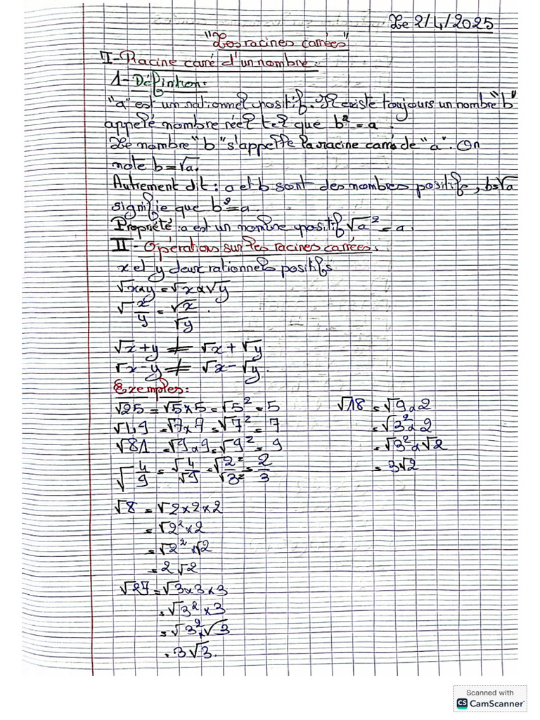 Maths - Lecon - Racines Carrées | PDF