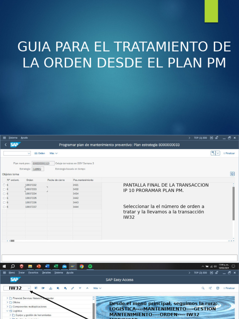 Guía de Modificación de Órdenes IW32 | PDF | Software | Informática
