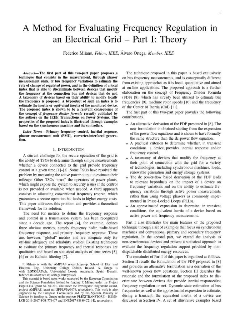 Evaluating Frequency Regulation Techniques | PDF | Electrical ...