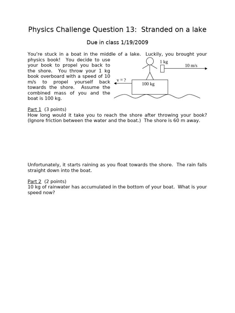 Physics Problem: Boat Propulsion Challenge | PDF