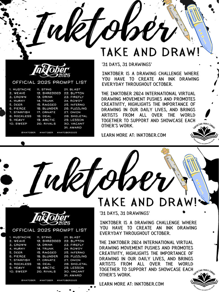 Inktober 2024 Drawing Challenge Guide | PDF | Human Communication