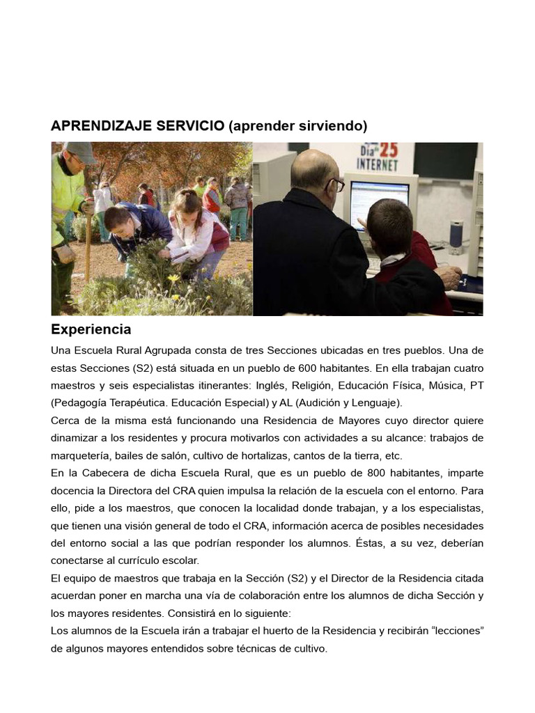 Aprendizaje Servicio | PDF | Sevicio de aprendizaje | Aprendizaje