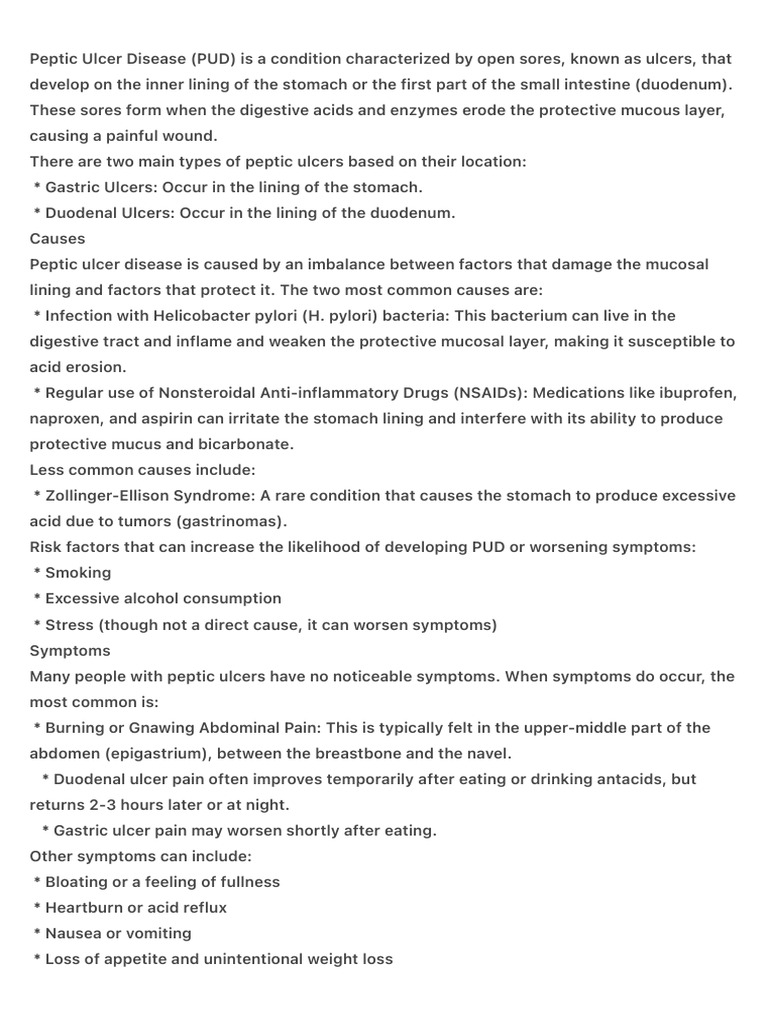 Peptic Ulcer Disease (PUD) Is A Condition Characterized by Open Sores ...