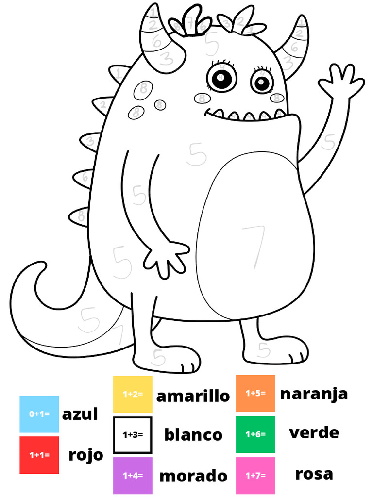 Monstruitos Colorear Por Número | PDF
