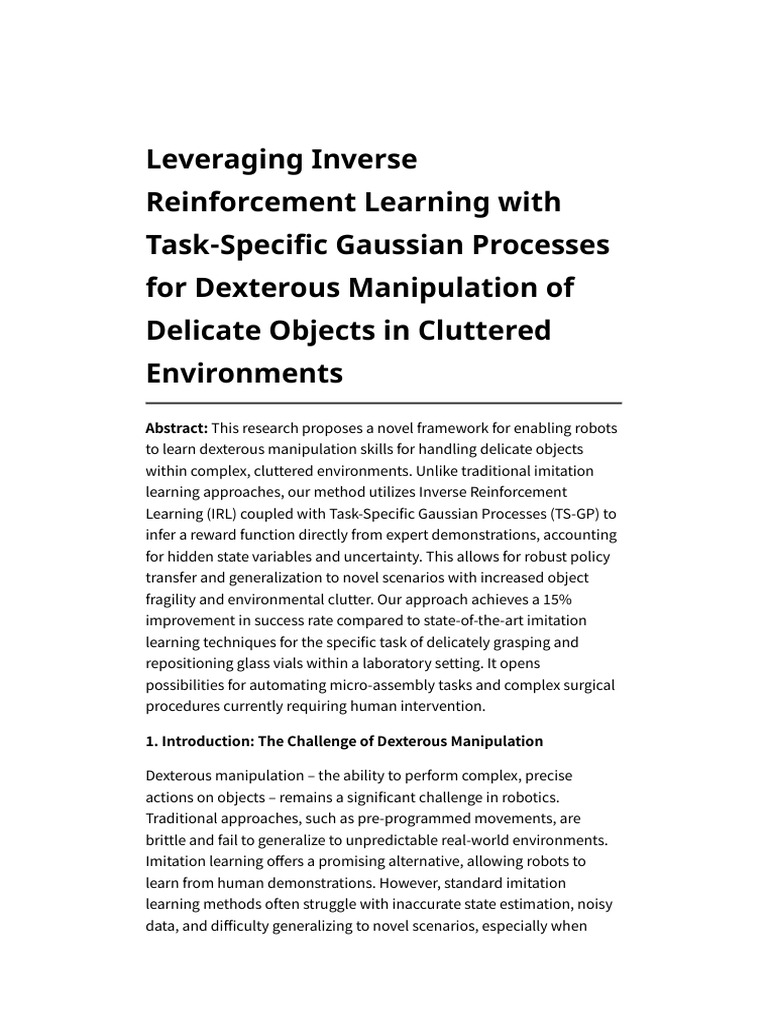 Leveraging Inverse Reinforcement Learning With Task-Specific Gaussian Processes For Dexterous ...