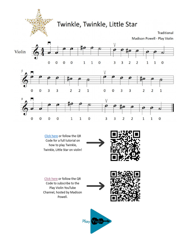 Twinkle Twinkle Little Star Violin Tutorial | PDF
