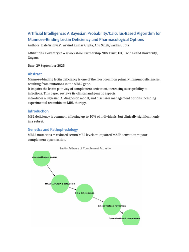 MBL Deficiency Research Paper | PDF | Immunodeficiency | Medical ...