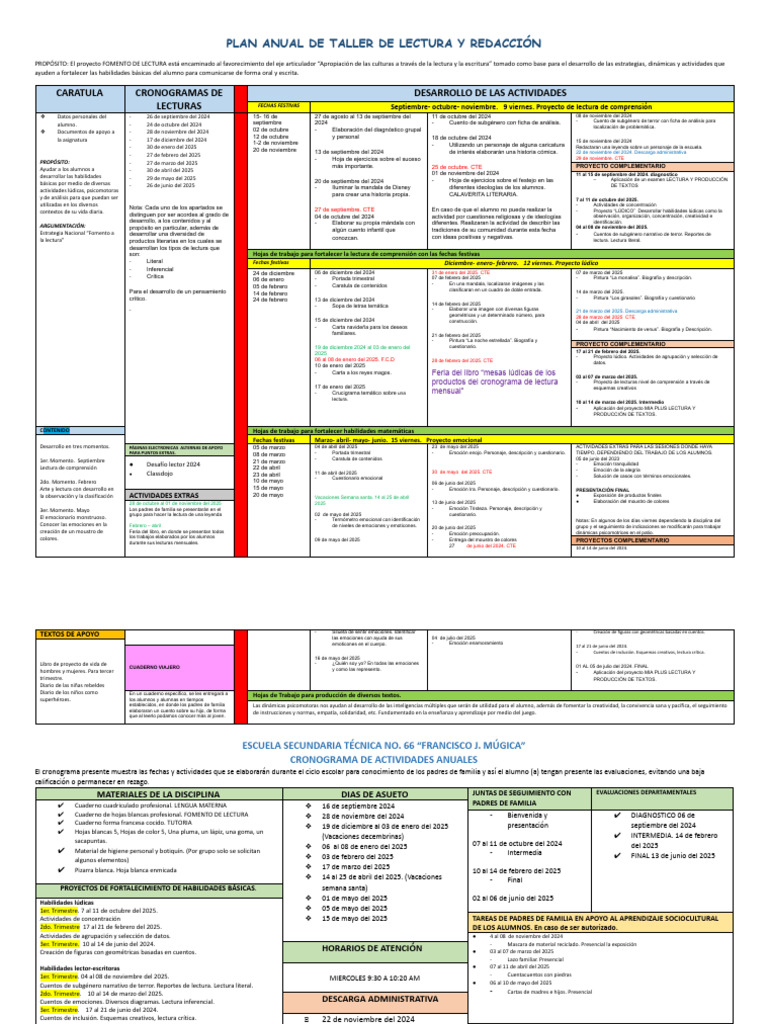 Plan Anual de Taller de Lectura y Redacci-1 | PDF