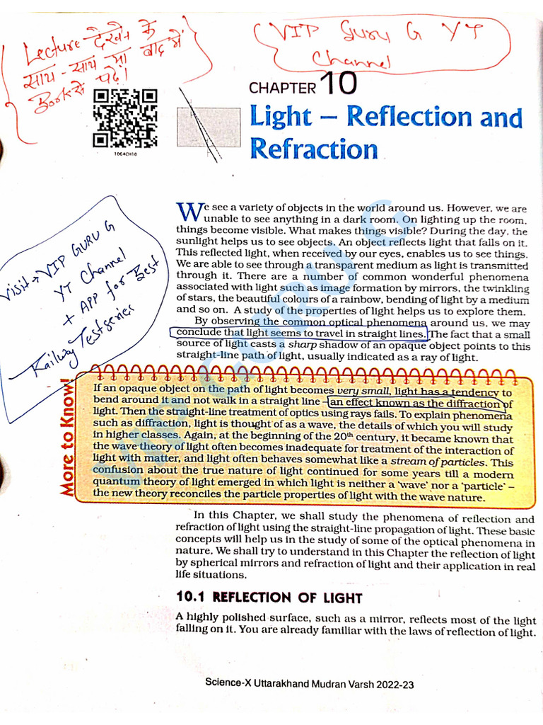 10th NCERT CHAPTER NO 10, Light Reflection and Refraction ? | PDF