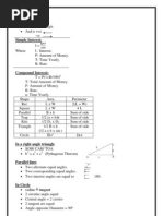 Mathematics 0580 Formula Sheet | PDF