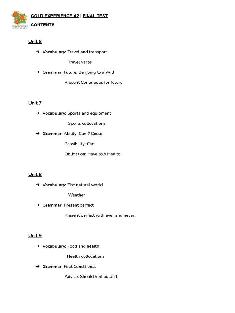 GEA2 Final Test - Contents | PDF