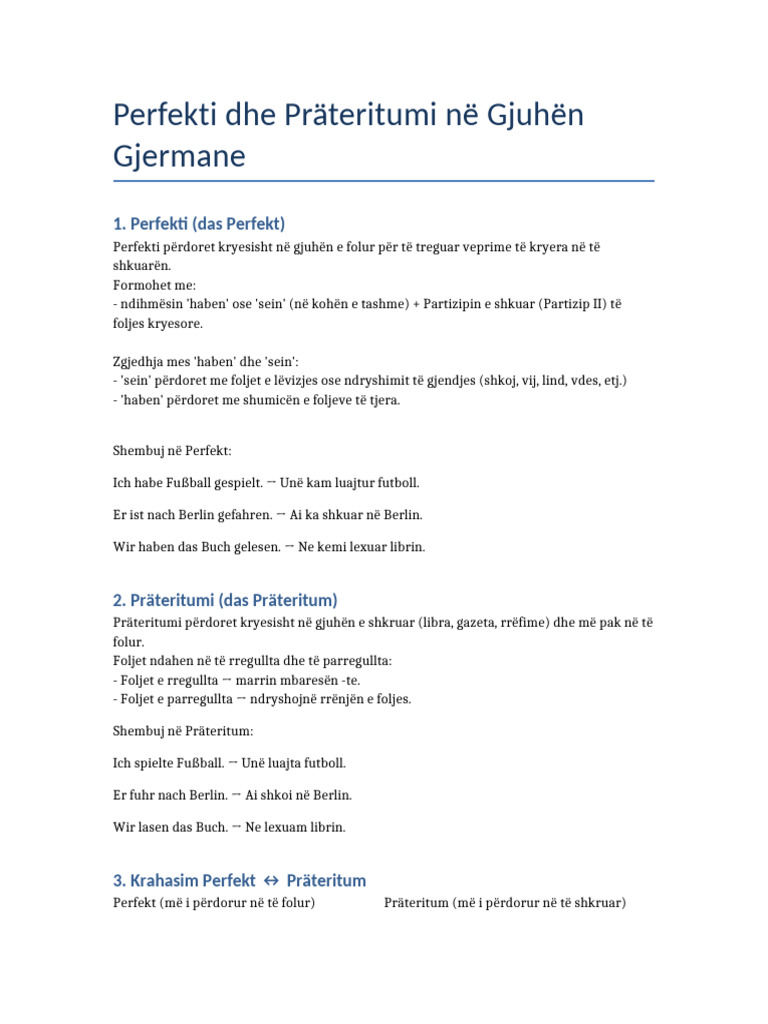 Perfekt Praeteritum | PDF