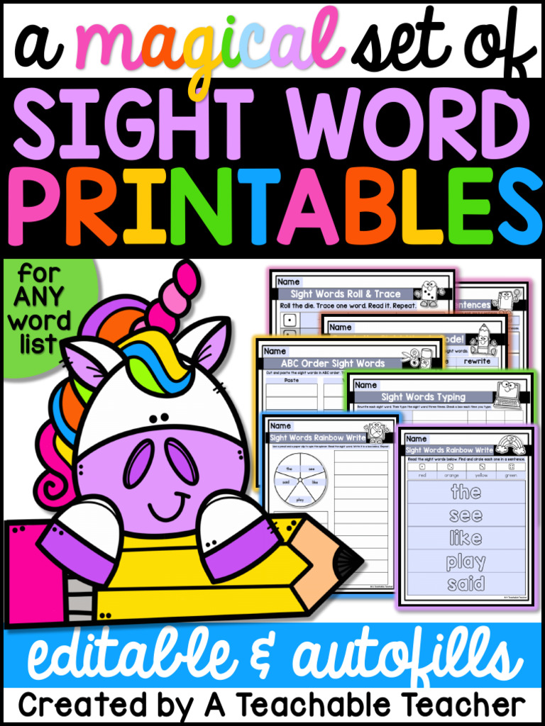 Editable Sight Word Printables | PDF | Consonant