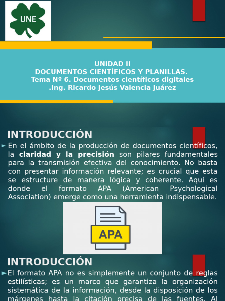 Tema 6 Tic II Documentos Cientificos Digitales | PDF | Ensayos | Estilo apa
