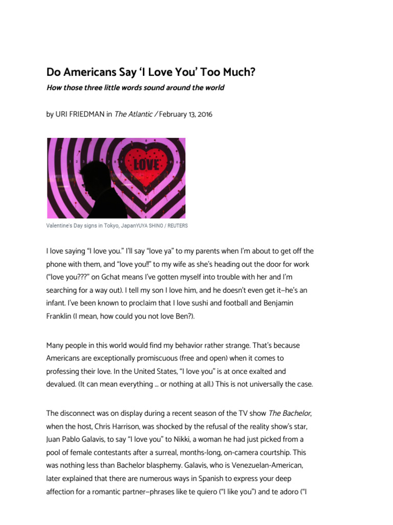 3 - Do Americans Say I Love You Too Much | PDF