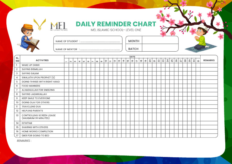 Daily Reminder Chart | PDF