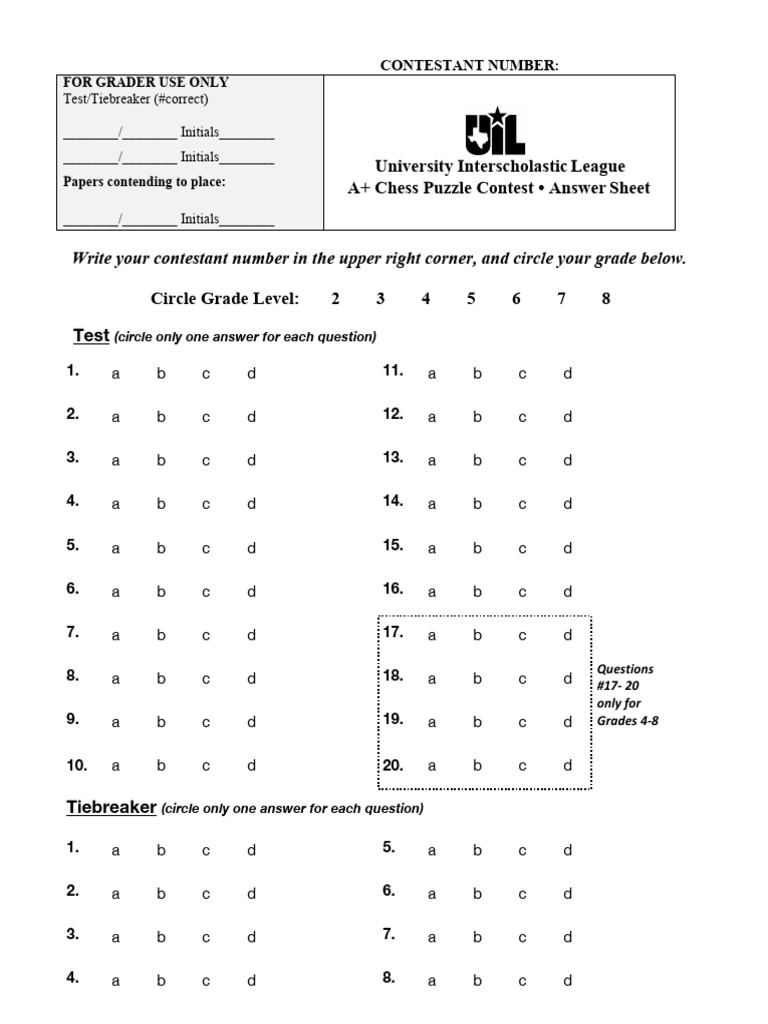 UIL Chess Puzzle Contest Answer Key | PDF | Chess Openings ...