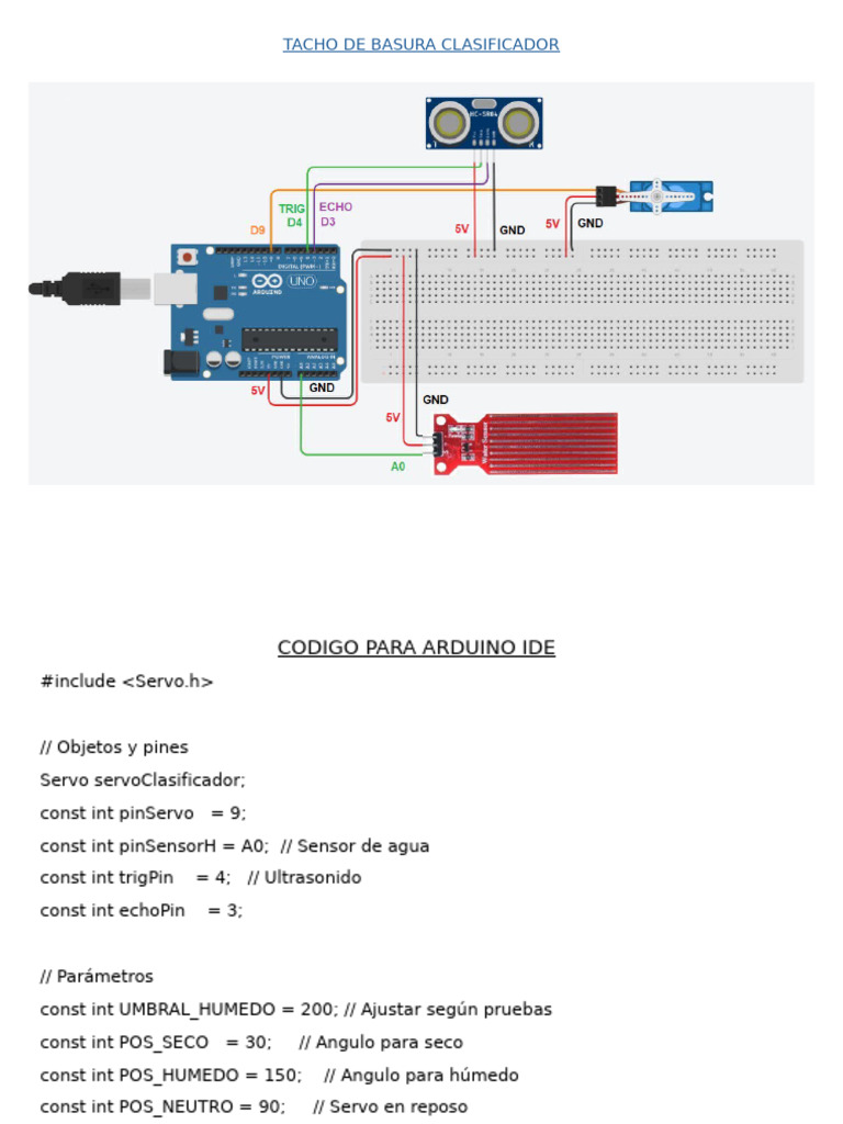 4 Esquema y Codigo Tacho Basura Clasificador | PDF