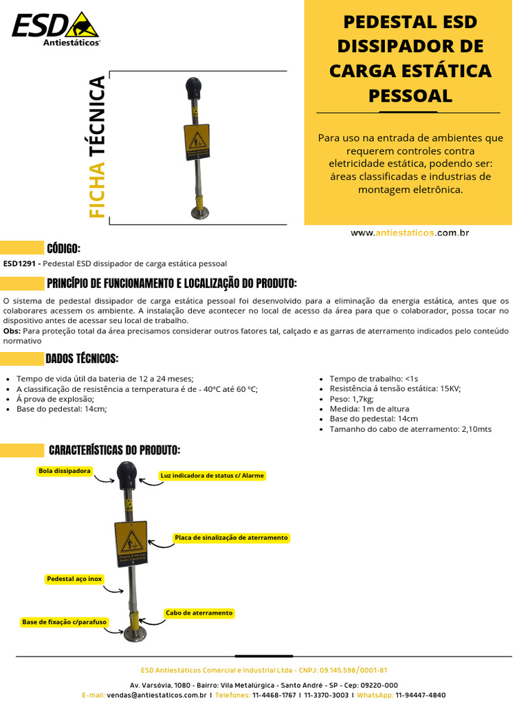 Pedestal ESD: Dissipador de Carga Estática | PDF | Informática