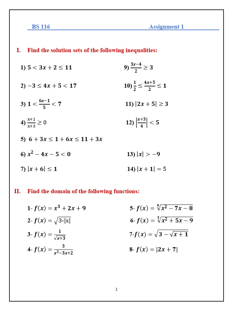 Assignment 1 - BS 116 | PDF