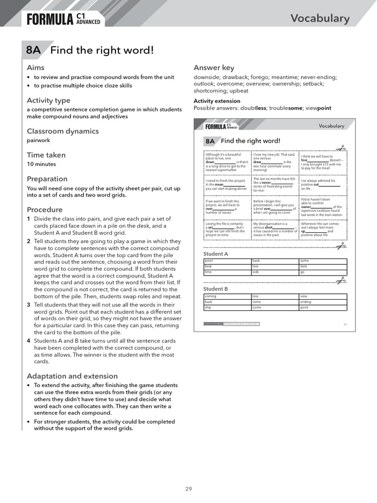FORM C1 Photocopiables TNs 8A | PDF | Languages | Foreign Language Studies