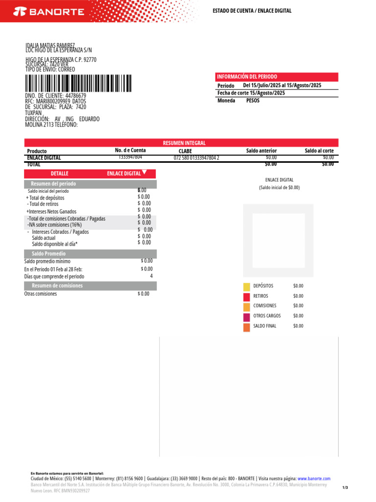 Idalia Matias Ramirez 42623463417 PDF | PDF | Bancario | Servicios ...