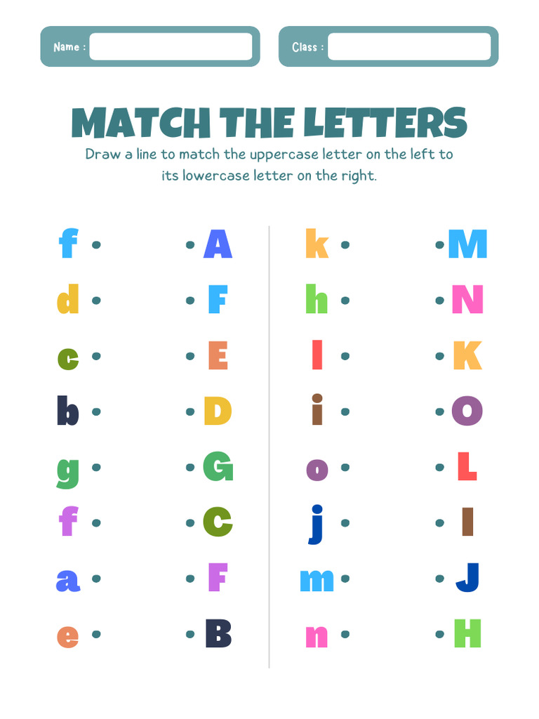 Colorful Fun Match The Letters Worksheet | PDF
