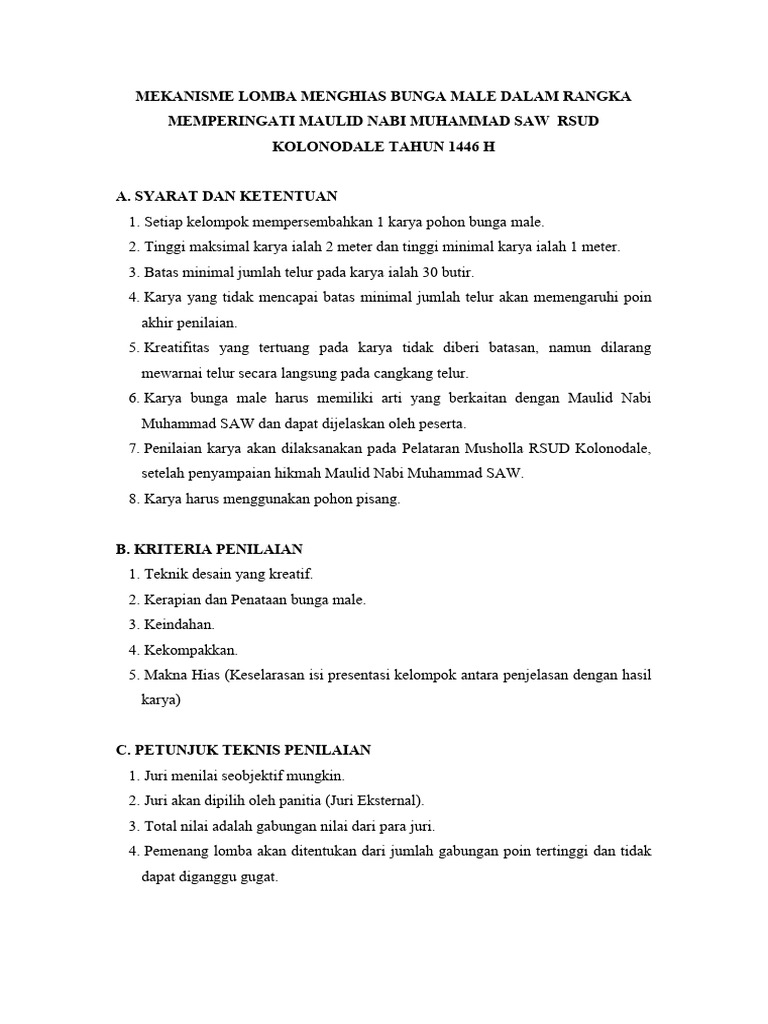 Mekanisme Lomba Menghias Bunga Male Dalam Rangka M | PDF