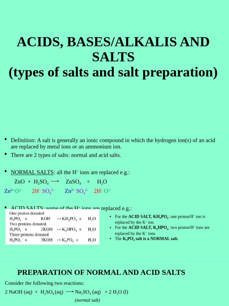 Acids, Bases and Salts (P2) | PDF | Salt (Chemistry) | Hydroxide