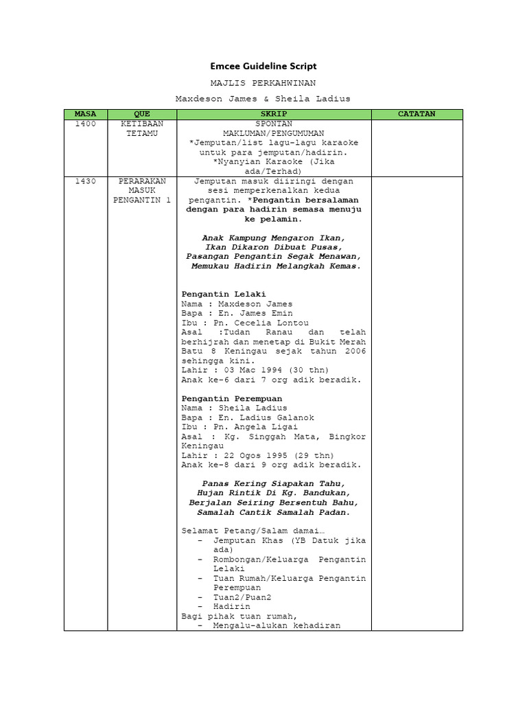 Emcee Guideline Script | PDF