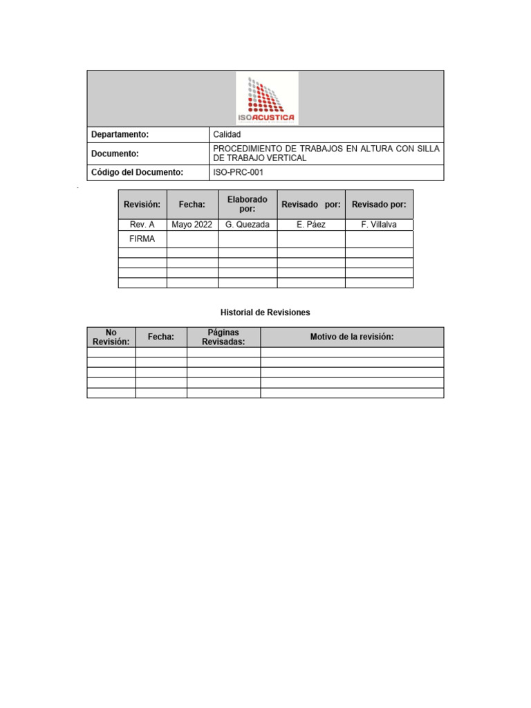 Iso-Prc-001 Procedimiento de Trabajos en Altura | PDF | Cuerda | Conector eléctrico