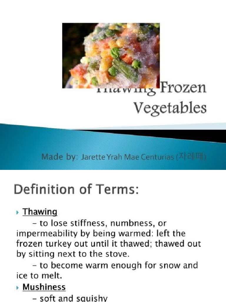 Thawing Frozen Vegetables | PDF