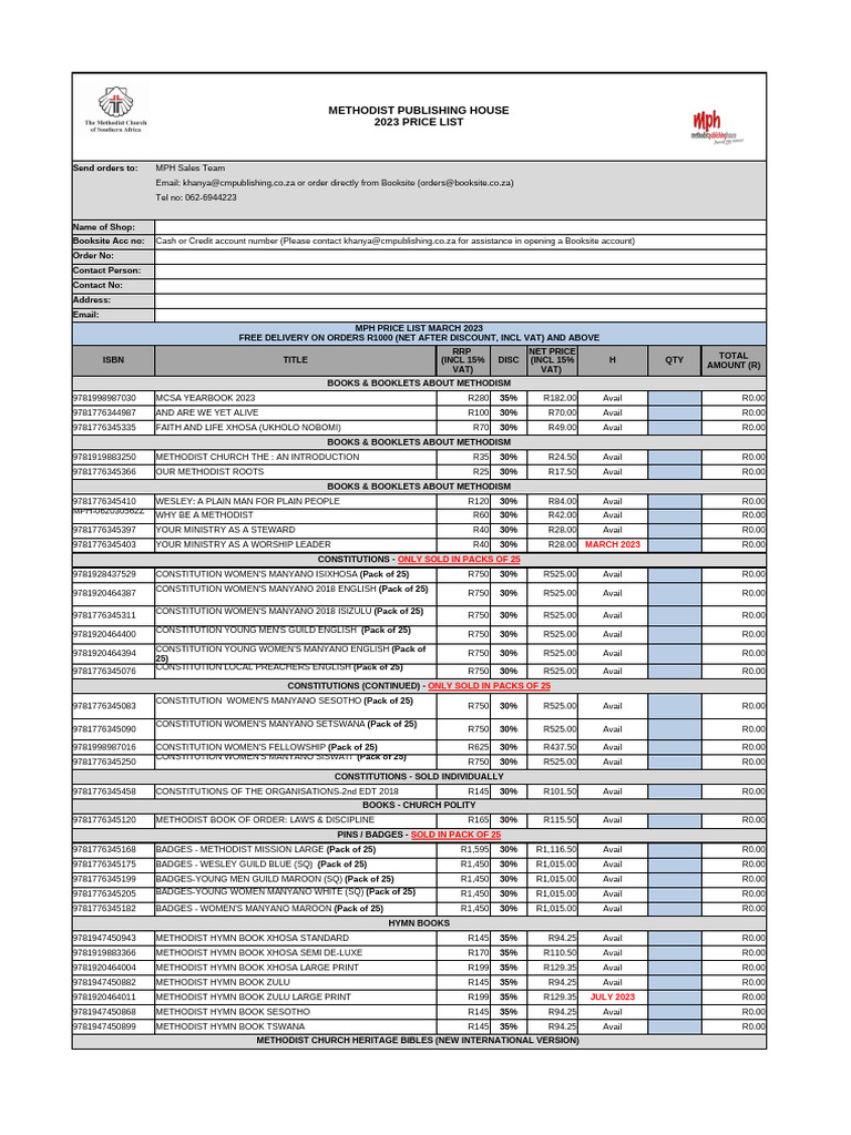 MPH Price List March 2023 K | PDF | Methodism | Linguistics