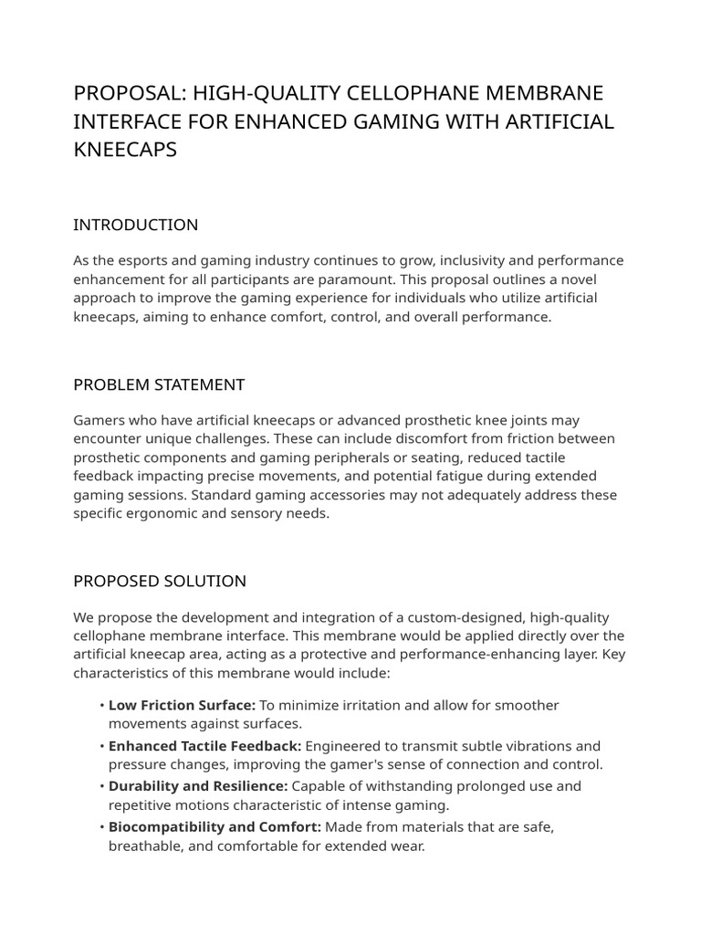 Celophane Membrane For Gaming Kneecaps | PDF | Prosthesis | Membrane