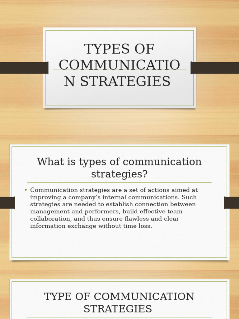 Types of Communication Strategies | PDF