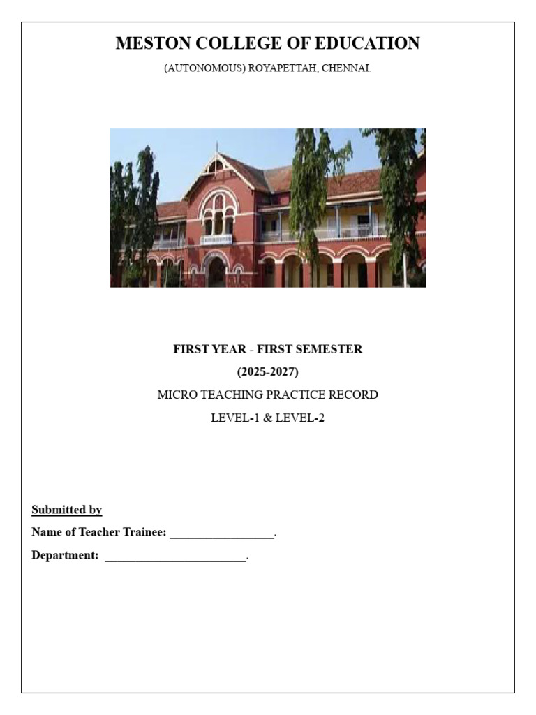Micro Teaching Practice Record 2025-2027 | PDF