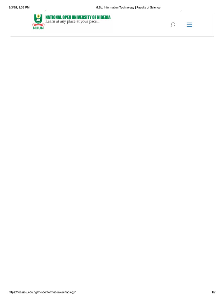 M.SC Information Technology Program | PDF