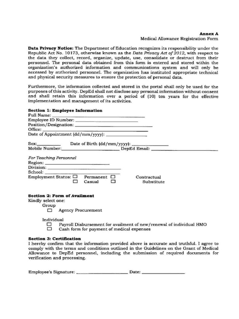 Medical Allowance Annex A | PDF